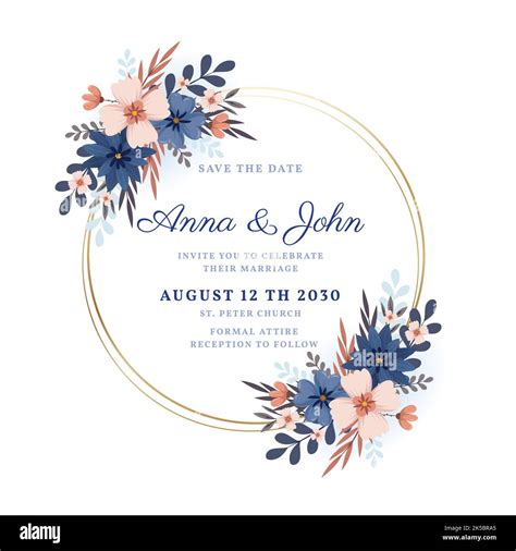 Floral Wedding Invitation Template Vector Design Illustration Stock