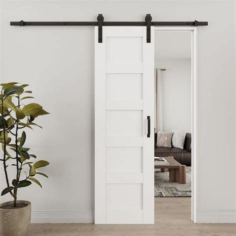 Ark Design 24 In X 80 In White Primed 5 Panel Blank Solid Core Composite Mdf Wood Sliding Barn