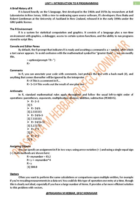 Stat Proc R Unit Computing And R Programming Notes A Brief History Of R R Is Based Heavily