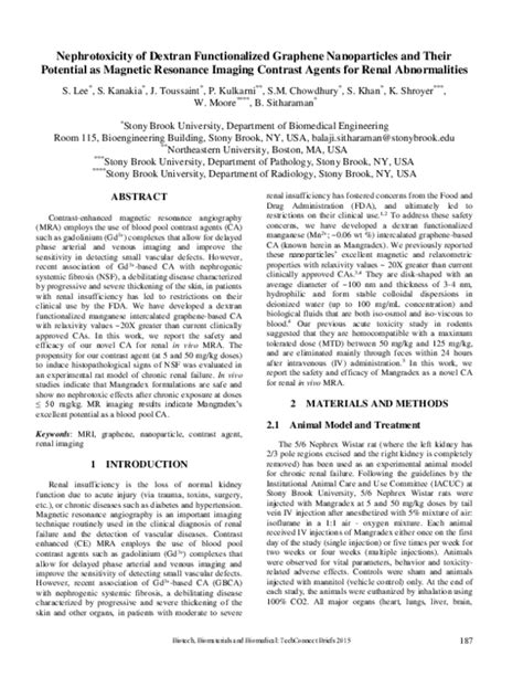 Pdf Nephrotoxicity Of Dextran Functionalized Graphene Nanoparticles