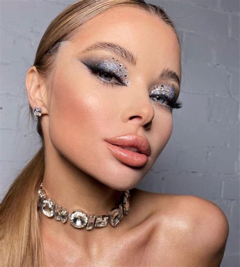 Pin By Sarah On Beauty Rhinestone Makeup Silver Makeup Prom Eye Makeup