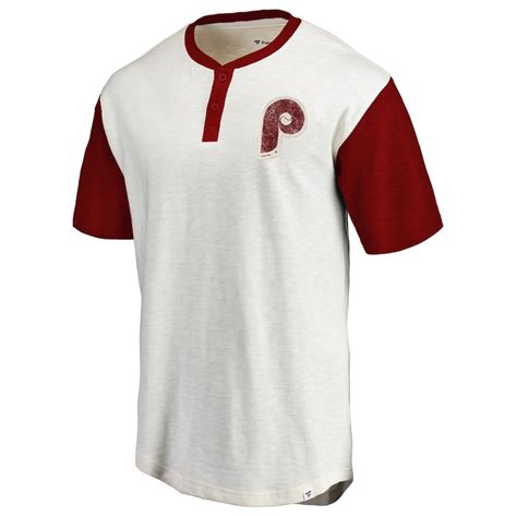 Mens Philadelphia Phillies Fanatics Creamred True Classics Henley T Shirt