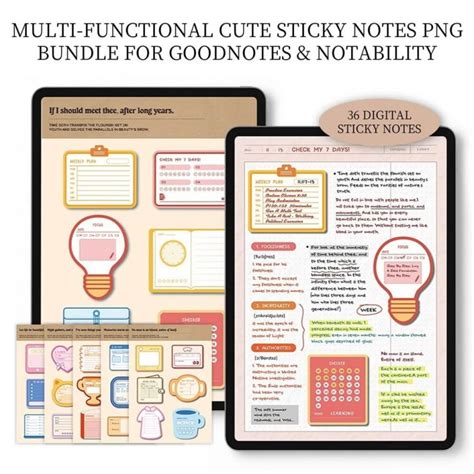 Cute Sticky Notes Png Bundle For Goodnotes And Notability Yaayplanners