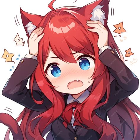 Premium Photo Anime Girl With Red Hair And Blue Eyes Wearing A Suit