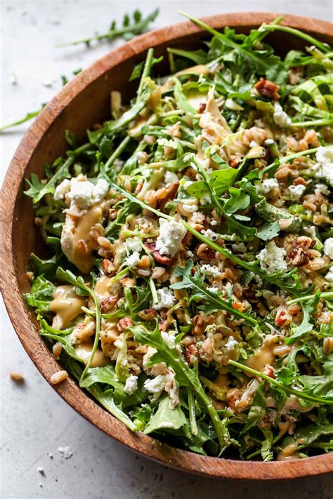Arugula Goat Cheese Salad With Farro And Honey Mustard Dishing Out Health
