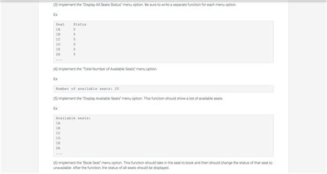 Solved PROGRAM Airline Seat Booking Program Part Chegg