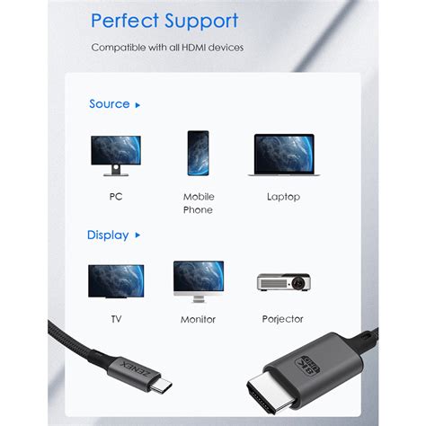 کابل رابط تایپ سی به اچ دی ام آی Zenex مدل Zxc8 8k اندروید باکس