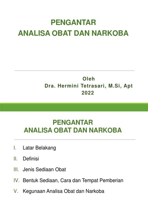 Analisa Obat Dan Narkoba Di Indonesia Pdf
