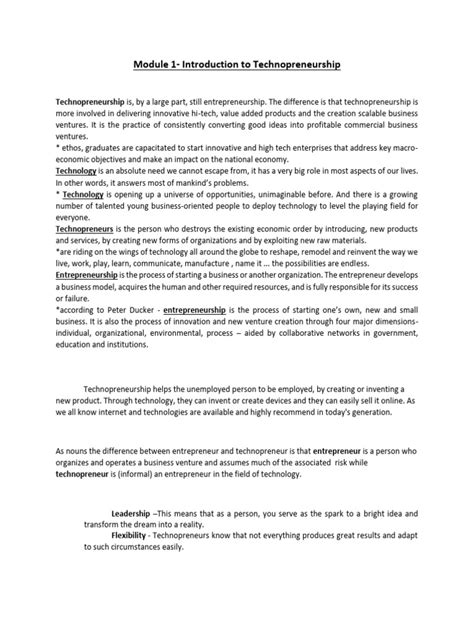 module 1 introduction to technopreneurship pdf