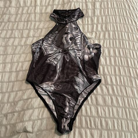 Dollskill Black And White Mesh Bodysuit With Depop