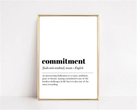 Commitment Definition Print Home Office Wall Art Entrepreneur T