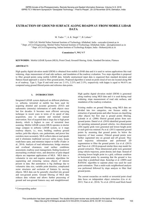 Pdf Extraction Of Ground Surface Along Roadway From Mobile Lidar Data
