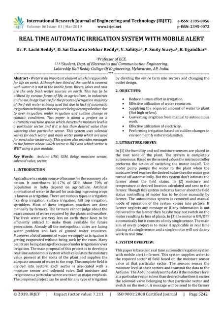 Irjet Real Time Automatic Irrigation System With Mobile Alert Pdf