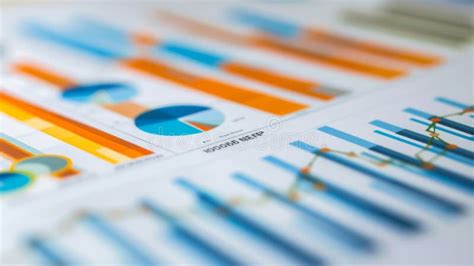Close Up Of Printed Data Charts Including Bar Graphs Line Graphs And Pie Charts Representing