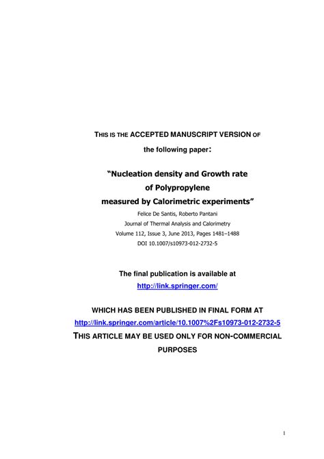 Pdf Nucleation Density And Growth Rate Of Polypropylene Measured By