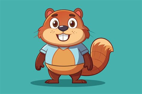 A Cartoon Beaver Character With A Blue Shirt 50707157 Vector Art At