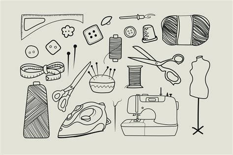Detailed Line Art Sewing Clipart 22712689 Vector Art At Vecteezy