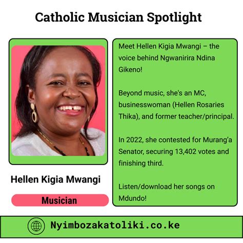 Meet Hellen Kigia Mwangi The Voice Behind Ngwanirira Ndina Gikeno Nyimbozakatoliki