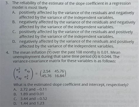Solved 3 The Reliability Of The Estimate Of The Slope
