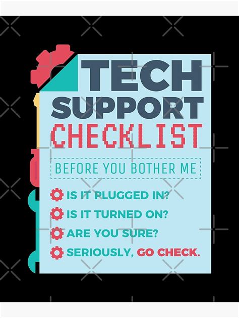 tech support checklist computer helpdesk admin poster for sale by