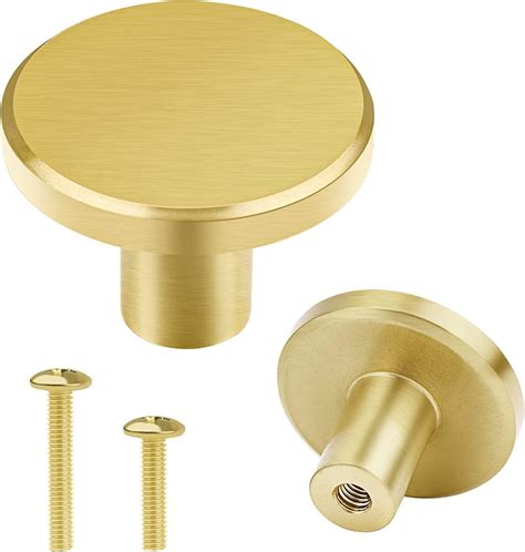 Lontan 6 Piece Round Cabinet Knobs Gold Drawer Knobs Brushed Brass Door
