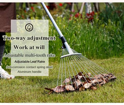 Rake For Gardening Adjustable Telescopic Metal Grass Rake Withered