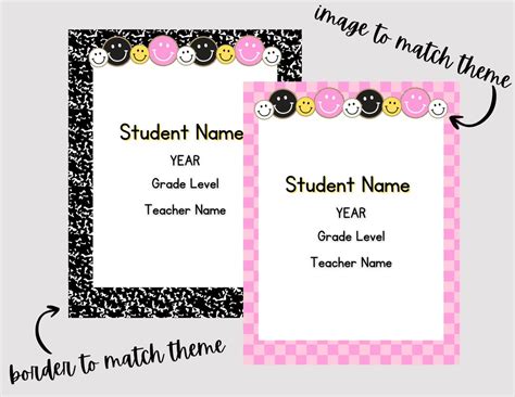 Custom School Folder Labels Digital Download Etsy