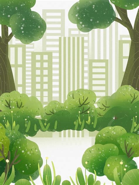 Green Tree Planting Woods Urban Environmental Protection Universal Background Planting Design