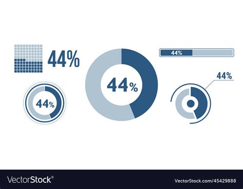 44 Percentage Infographic Set Forty Four Circle Royalty Free Vector Vectorstock