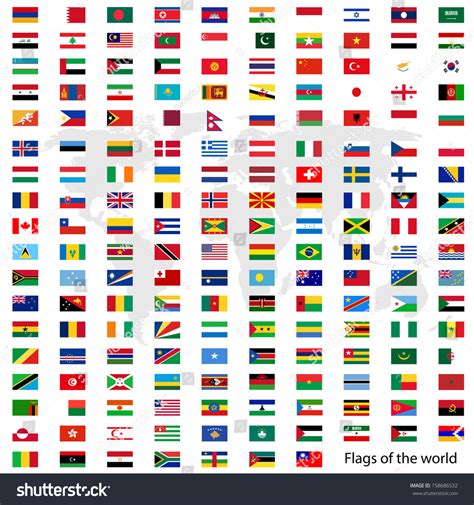 Flags Vector World World Map On Stock Vector Royalty Free 158686532