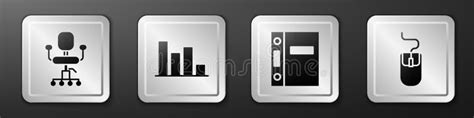 set office chair pie chart infographic office folders and computer