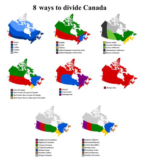 8 Ways To Divide Canada More Stereotype Maps Maps On The Web