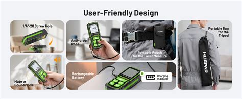 Huepar 395ft Bluetooth Green Laser Measuring Tool With 60