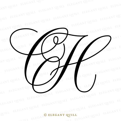 Monogram Ch Initials Logo Elegant Quill