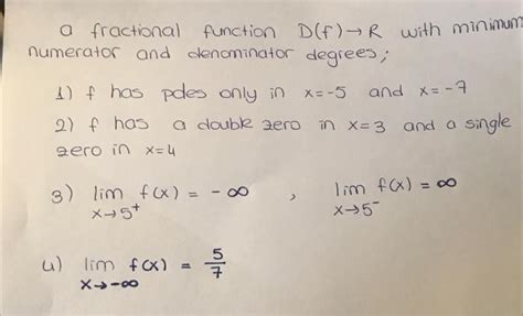 Solved A Fractional Function Df→r With Minimur Numerator