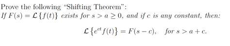 Solved Prove The Following Shifting Theorem If Solved Prove The Following Shifting Theorem If