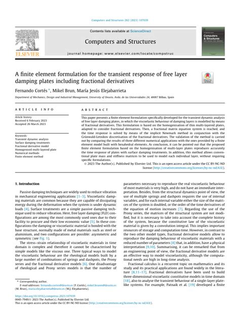 a finite element formulation for the transient response of free layer