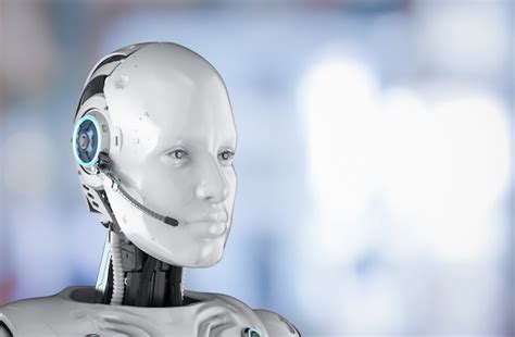 Premium Photo Chat Bot Concept With 3d Rendering Humanoid Robot With