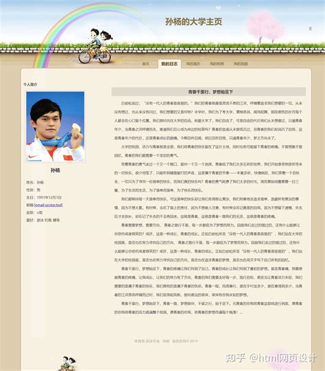 web大学生网页作业成品：个人博客主页 纯html css代码 知乎