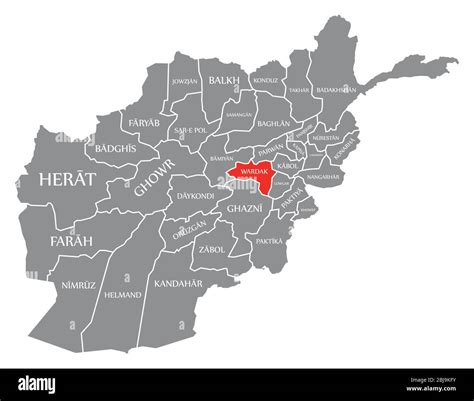 Wardak Red Highlighted In Map Of Afghanistan Stock Vector Image Art