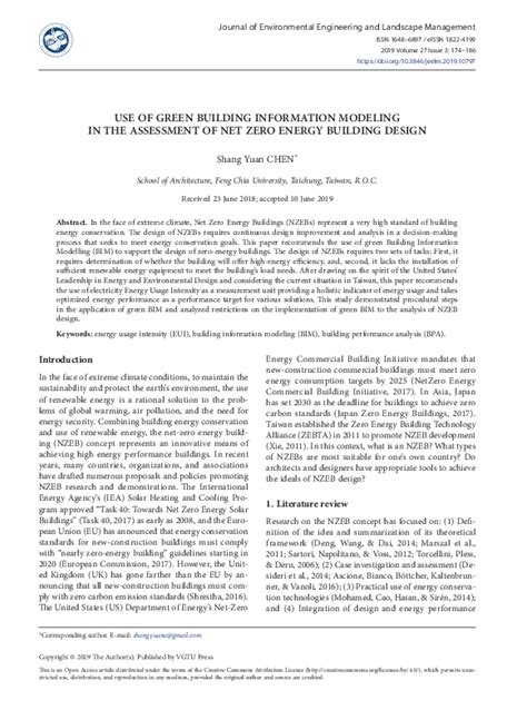 Pdf Use Of Green Building Information Modeling In The Assessment Of Net Zero Energy Building