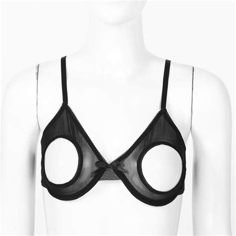 Womens Open Nipple Bras Hollow Out Breast Lingerie Open Cup Bra Push Up