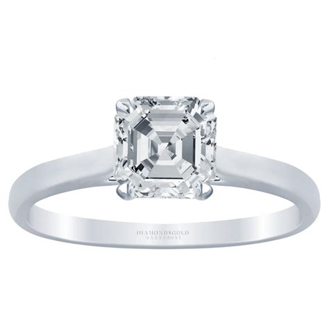 Asscher Diamond Solitaire Engagement Ring Diamond And Gold Warehouse