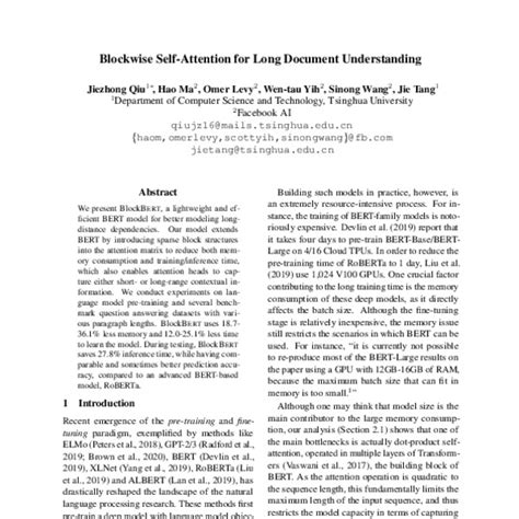 Blockwise Self Attention For Long Document Understanding Acl Anthology