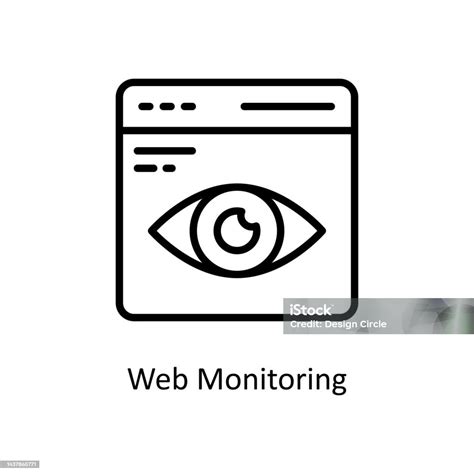 웹 모니터링 벡터 개요 아이콘 디자인 그림입니다 흰색 배경에 클라우드 컴퓨팅 기호 Eps 10 파일 개발에 대한 스톡 벡터 아트 및 기타 이미지 Istock