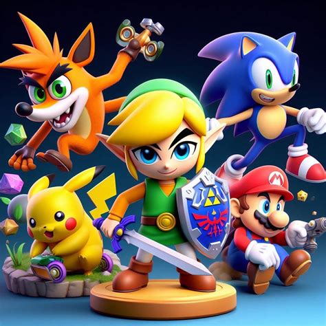 Link Mario Pikachu Sonic And Crash Bandicoot By Steveo Hart On Deviantart