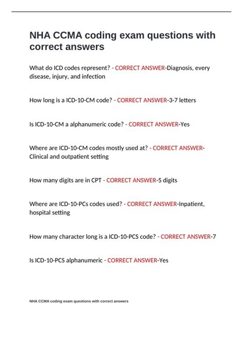 Nha Ccma Coding Exam Questions With Correct Answers Nha Ccma Stuvia Us