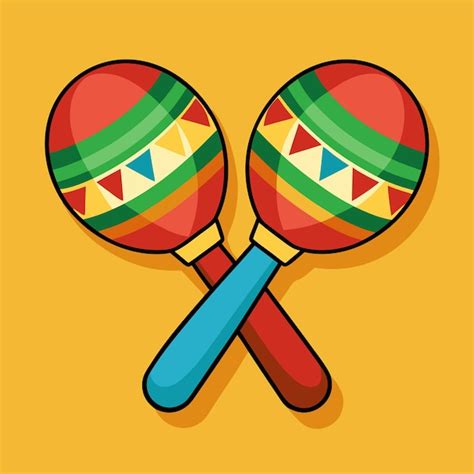 마라카스 악기 클립 아트와 색 배경을 가진 터 디자인 프리미엄 Ai 생성 벡터