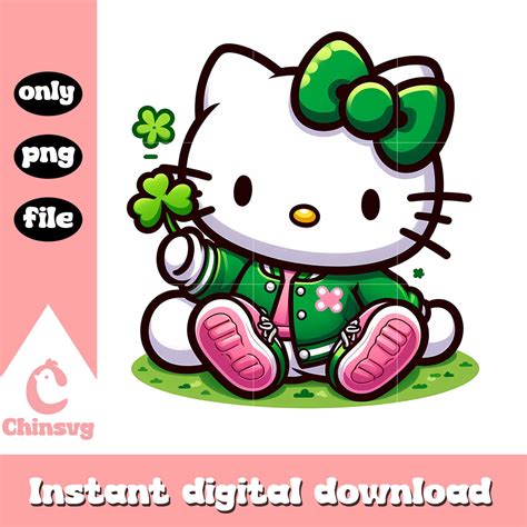 Hello Kitty On Patrick Day Png Happy Patrick Day Png Shamrock Png Chinsvg