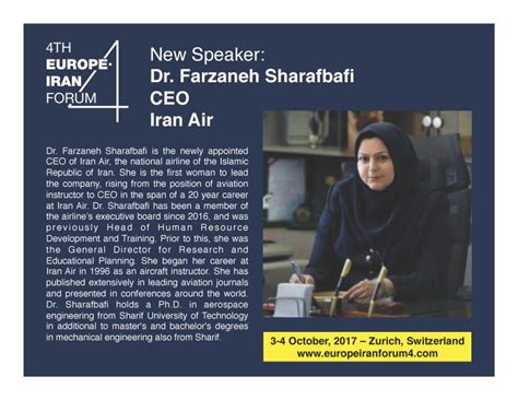 Delighted To Announce That Dr Farzaneh Sharafbafi Ceo Of Iran Air Will Be A Speaker At The
